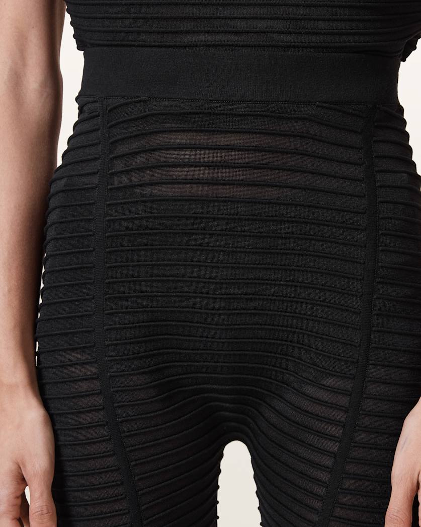 Alice Sheer Knit Flared Trousers Black | ALLSAINTS